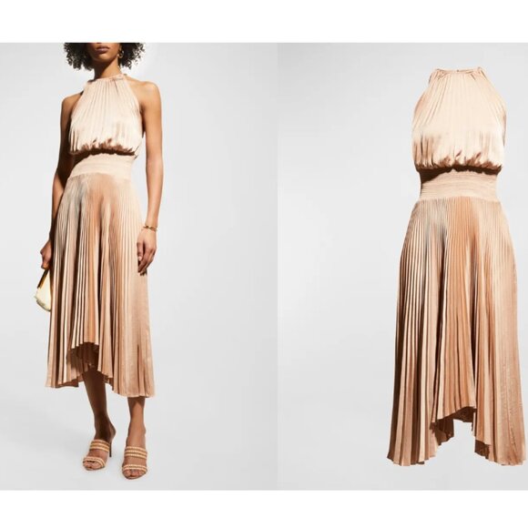 A.L.C. | Dresses | Nwt Alc Renzo Ii Sleeveless Pleated Midi Dress Size 4 Color Beige | Poshmark